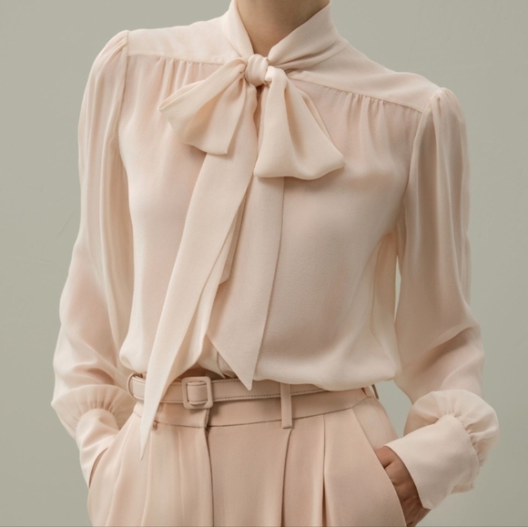 Lily Silk | Tops | Lily Silk Bow Tie Blouse | Poshmark